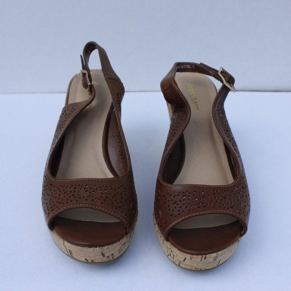 Dress Barn | Shoes | Dress Barn Brown Peeptoe Wedge Sandls | Poshmark